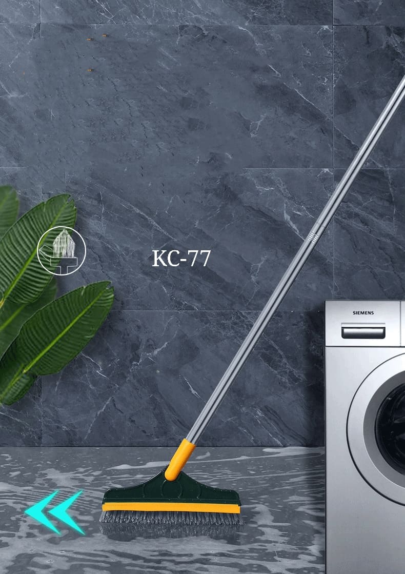 DOUBLE WAY Rotating Long Handle Floor Scrub Brush Bristles Push Broom ...