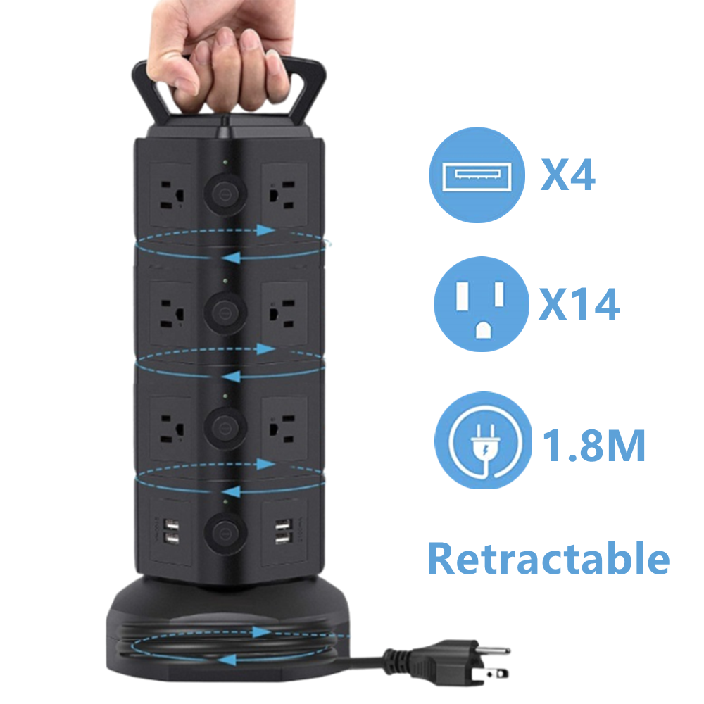 Extension Cord With Multiple Outlets Tower Power Strip Extension Plug ...
