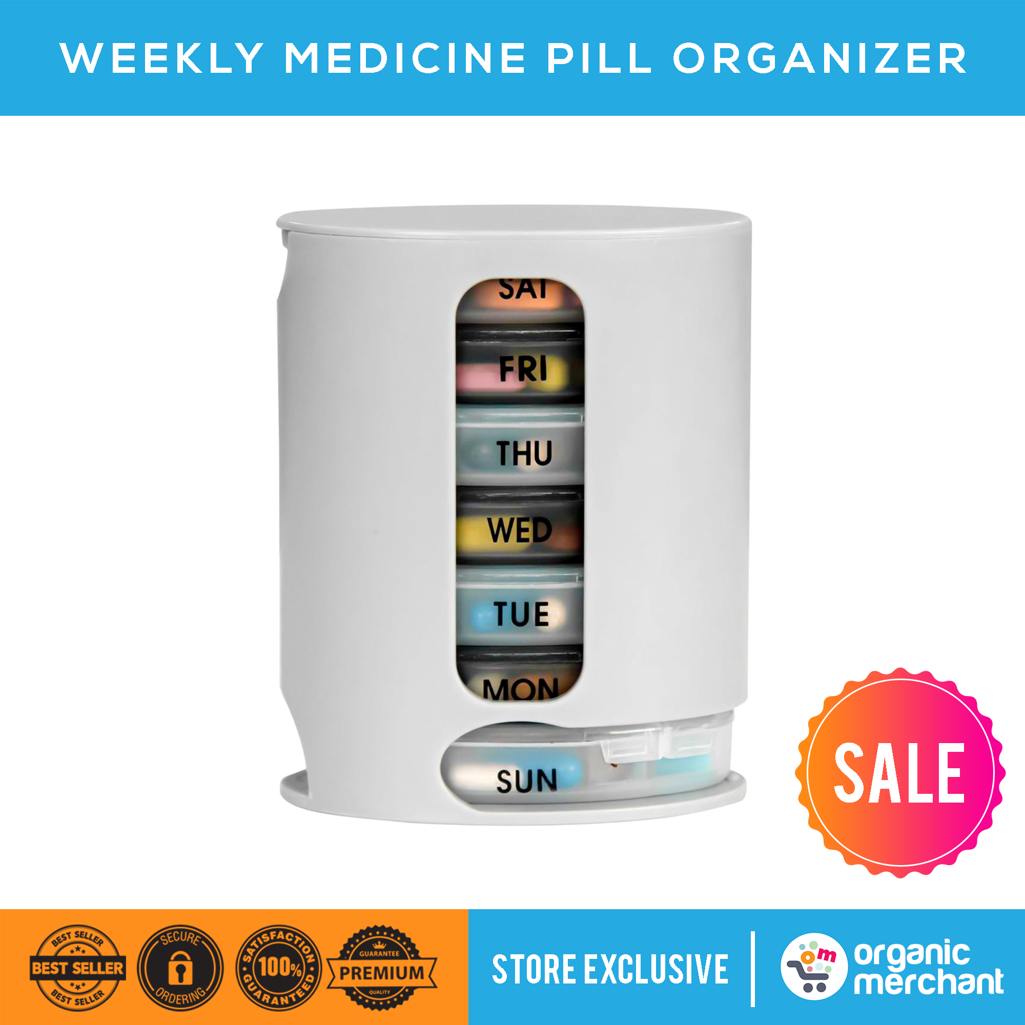 Pill Pro Medicine Organizer Weekly Pill Organizer, 1 Dispenser, 7 ...