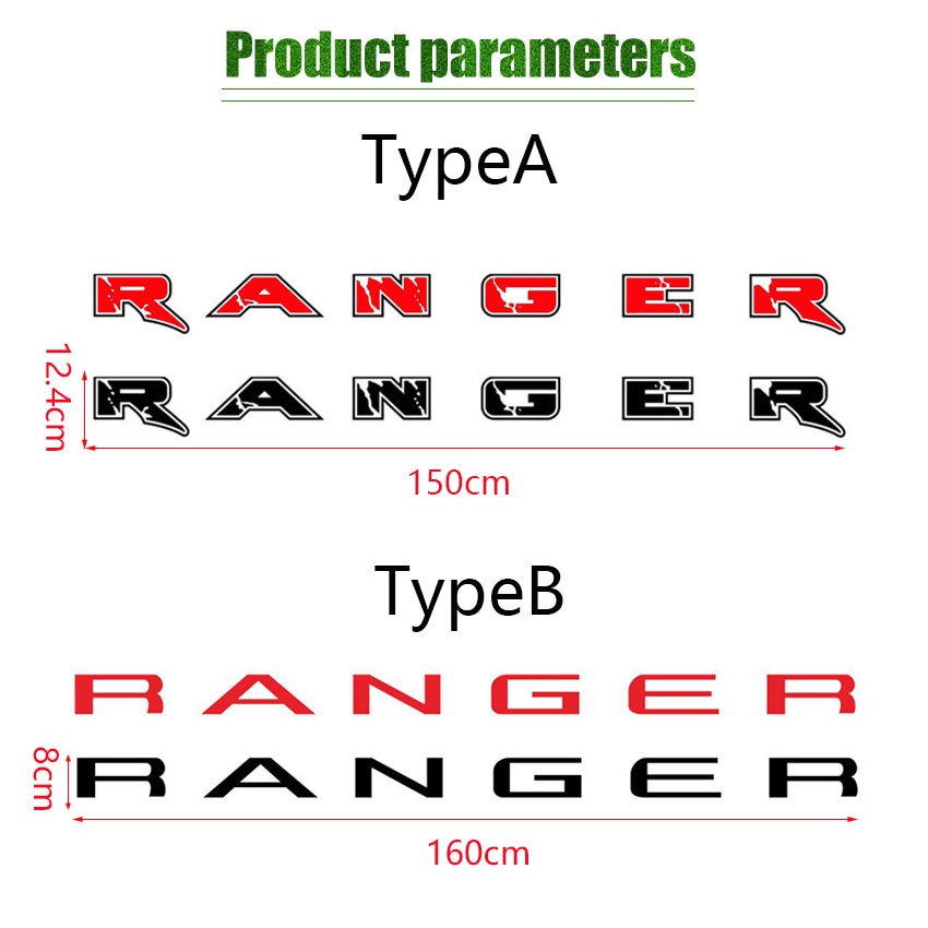 【Black/Red】Ranger Tailgate Sticker 1200 X 62mm with Premium Vinyl for ...