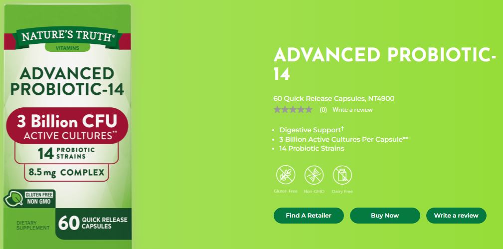 Nature's Truth Advanced Probiotic-14 60 Capsules | Lazada PH