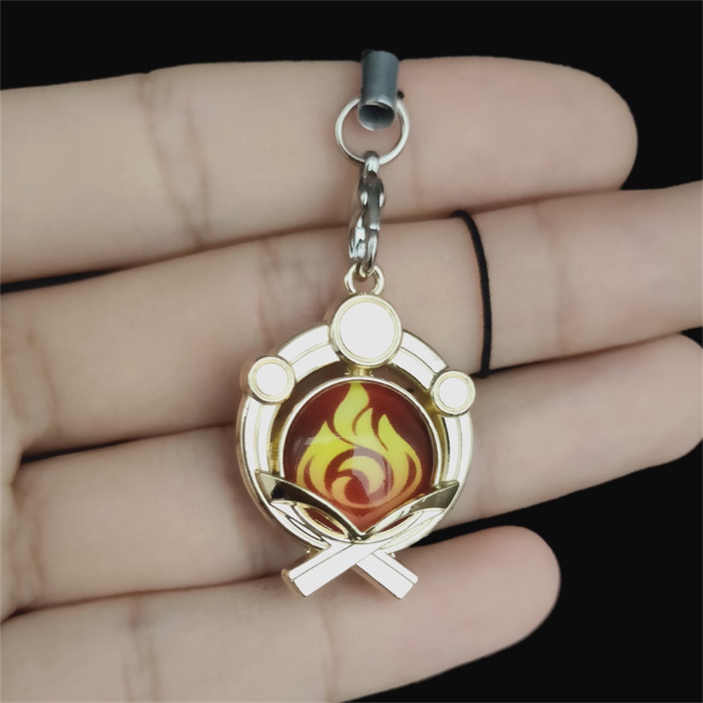 【Ketianwei】Game Genshin Impact Keychain Luminous 7 Element Double-Side ...