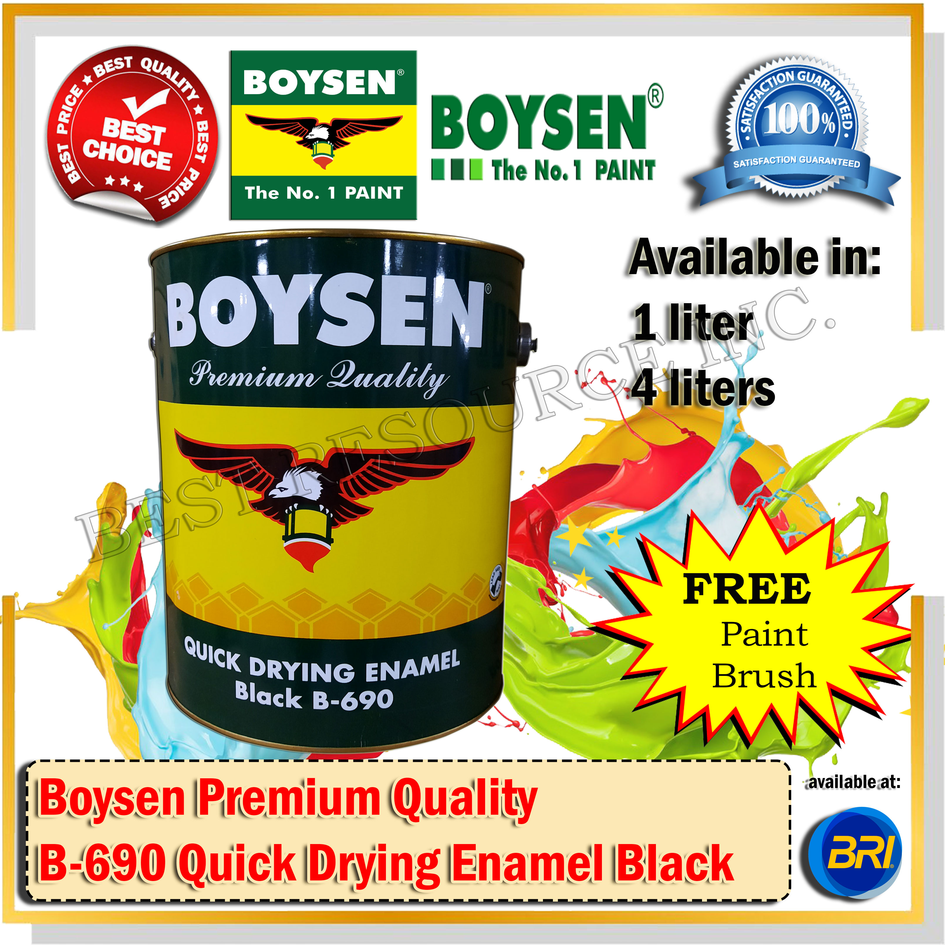 Boysen Premium Quality BS 690 Quick Drying Enamel Black 1/4 liter | 1 ...