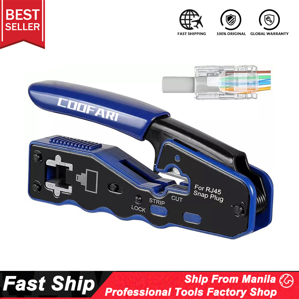 COOFARI RJ45 RJ11 Pass Through Crimper Tool Crimping Tool for CAT7 ...