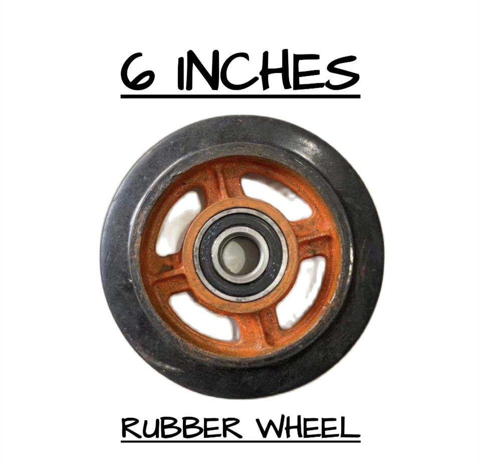 S.W HEAVY DUTY PUSH CART STEEL BODY RUBBER WHEEL 6 INCH / 8 INCH / 10 ...