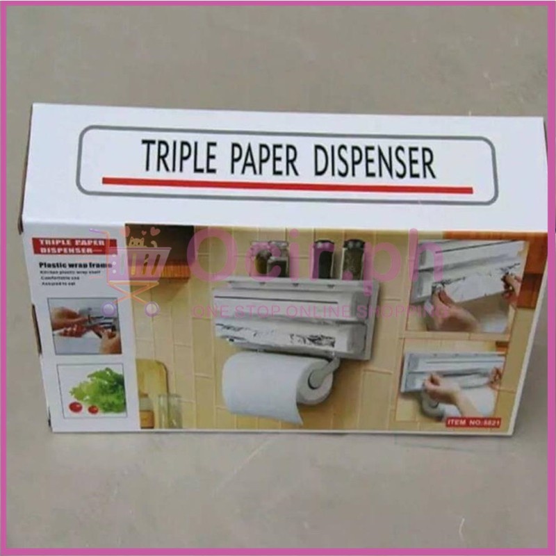 Triple Paper Dispenser Wall Mounted Kitchen Tissue Roll Holder Film ...