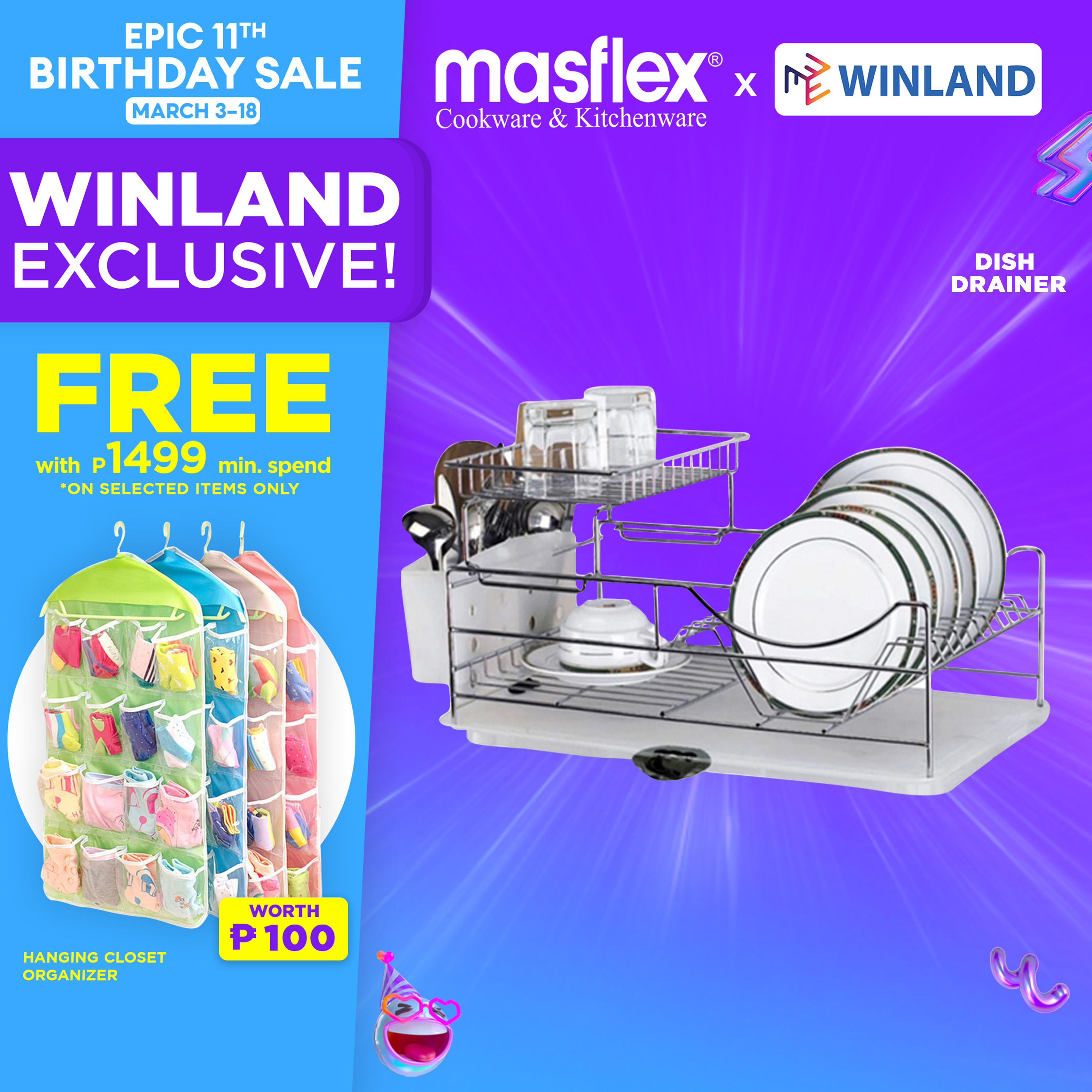 Masflex by Winland Dish Drainer Organizer With Extra Glass Tray Made of ...