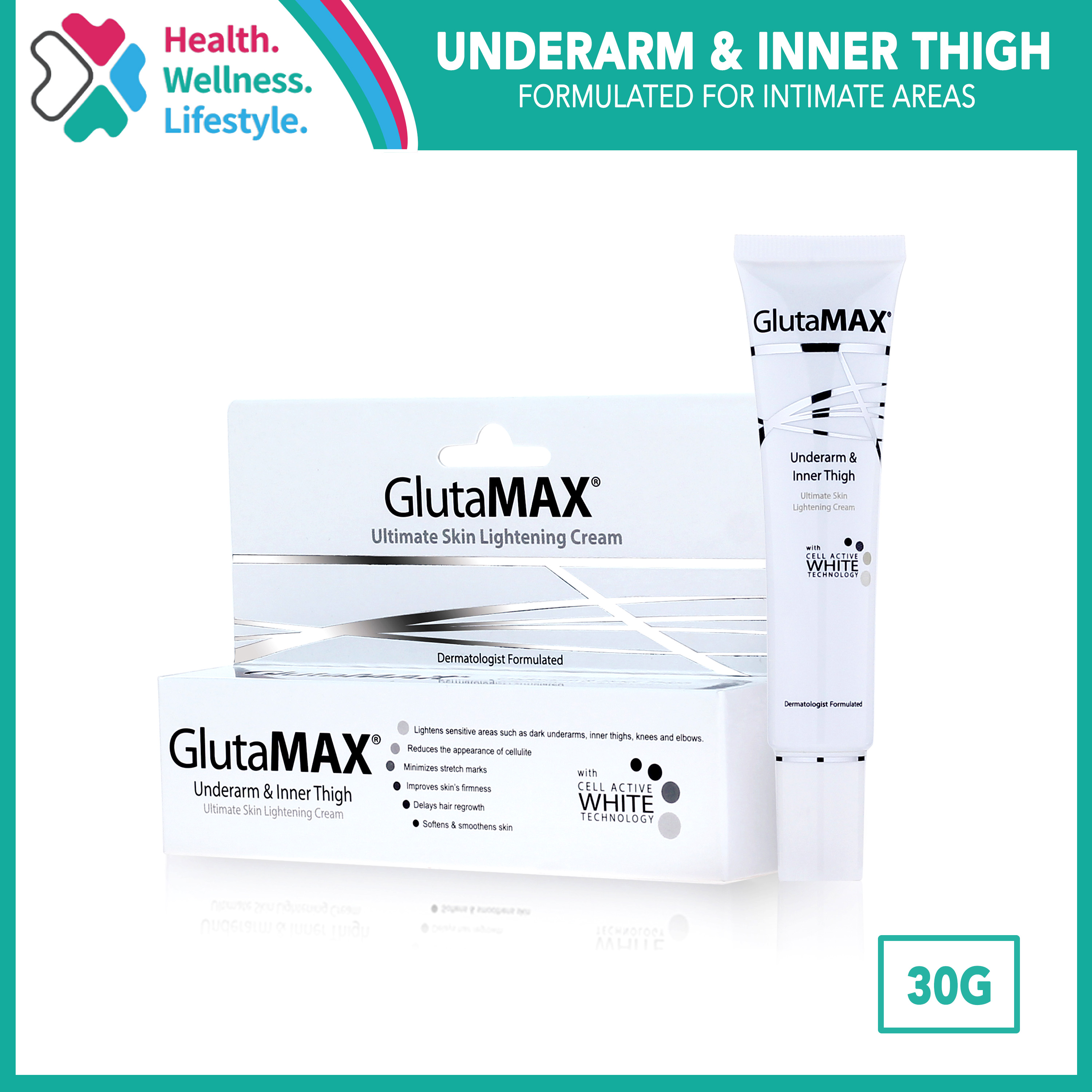 GlutaMAX Underarm & Inner Thigh Ultimate Skin Lightening Cream 30g ...