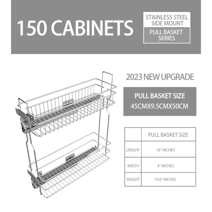 KEVE Condiments Pull Out Rack Pull Out Kitchen Cabinet Pull Out Basket ...