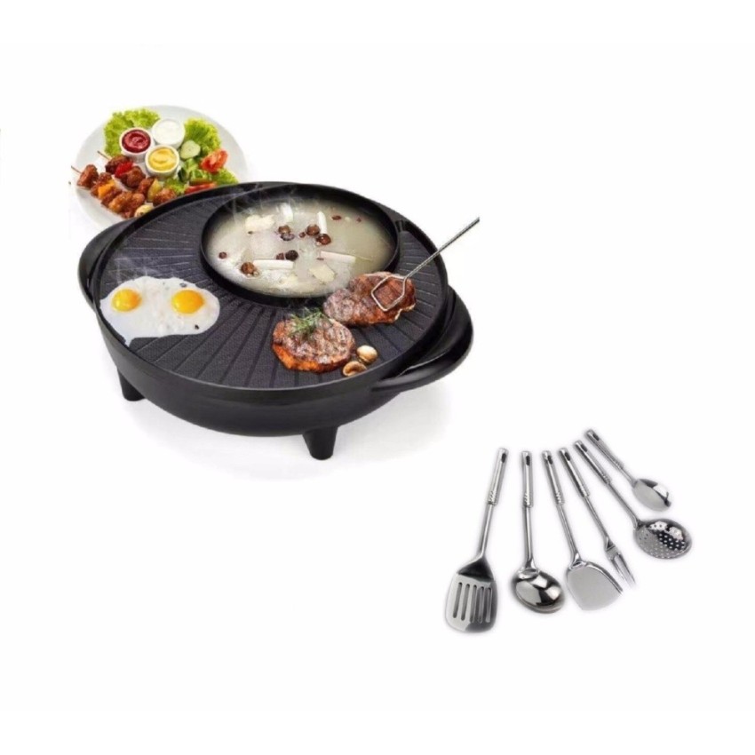 Korean Style 2 in 1 Multifunctional Electric BBQ Raclette Hotpot With ...