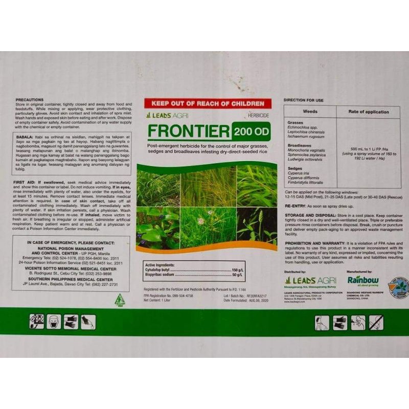 FRONTIER 200 OD Herbicide 1Liter durable | Lazada PH