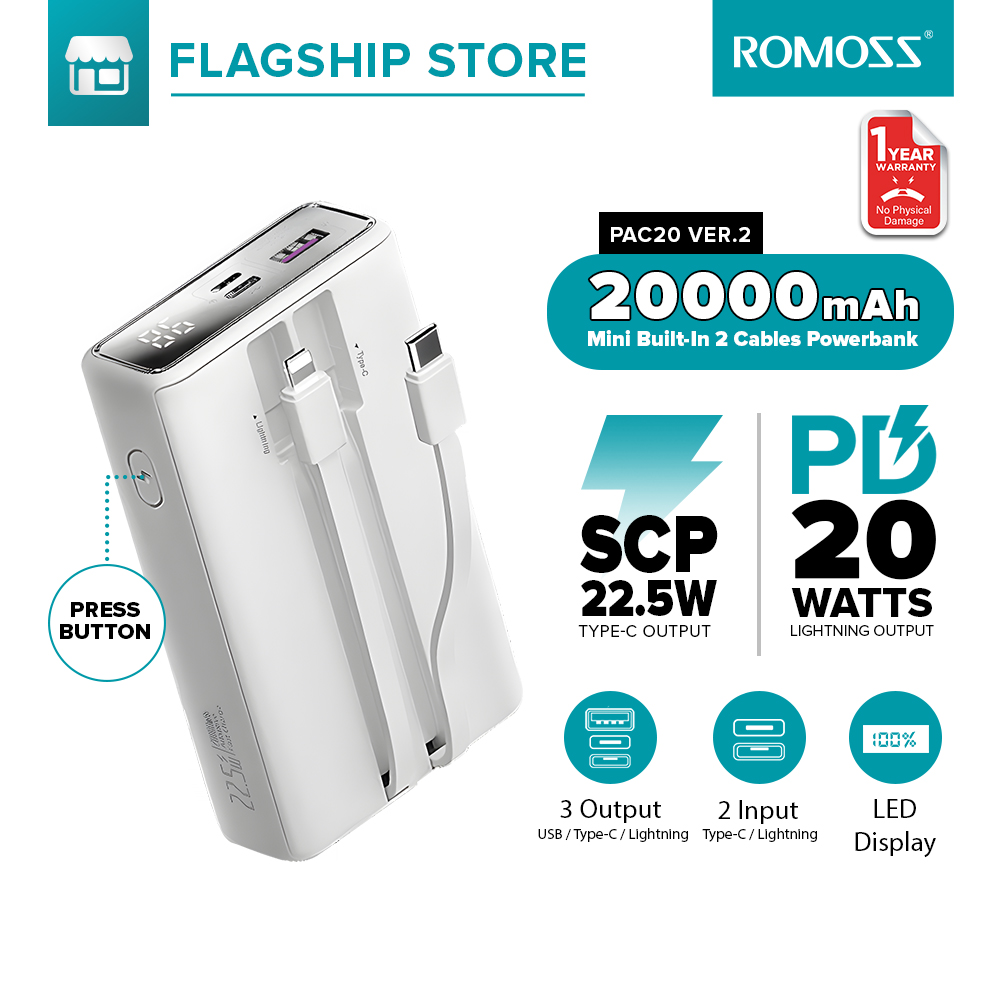Romoss 10000mAh/20000mAh powerbank PAC10/PAC20 22.5W PD20W Fast ...