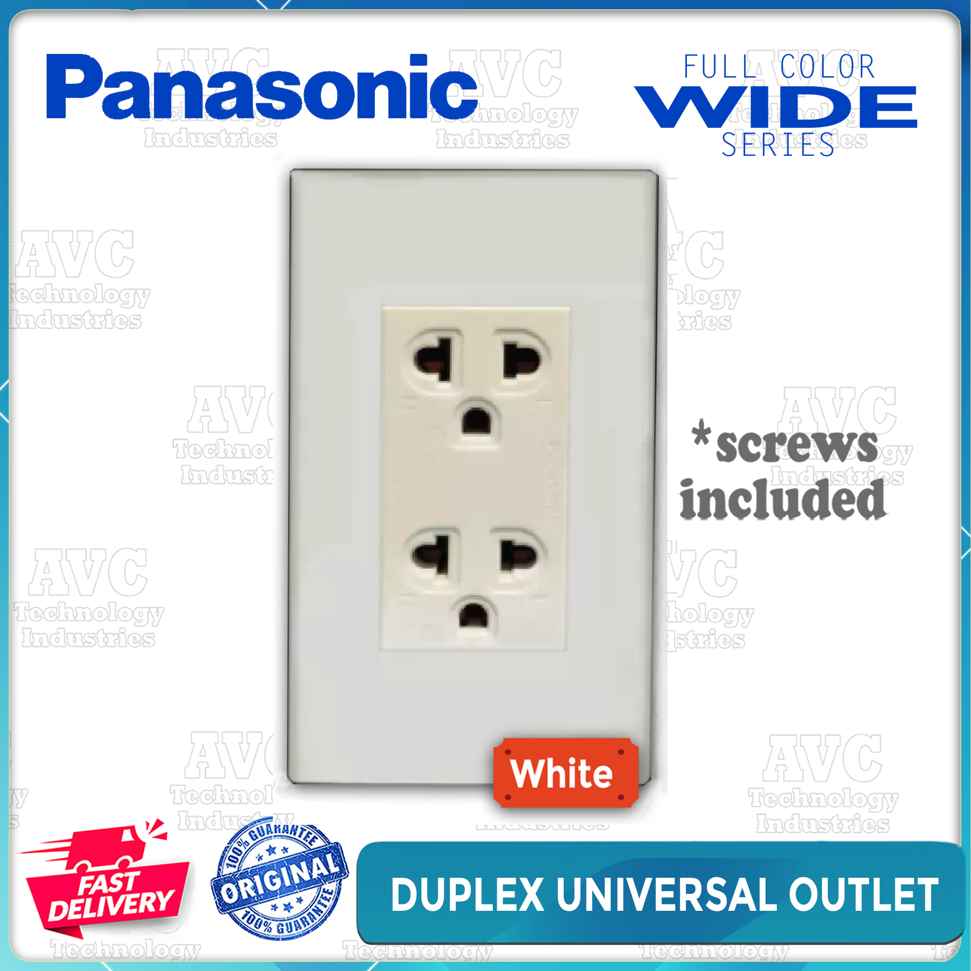 Panasonic WIDE Series Duplex Universal Outlet with Grounding 2 Gang ...
