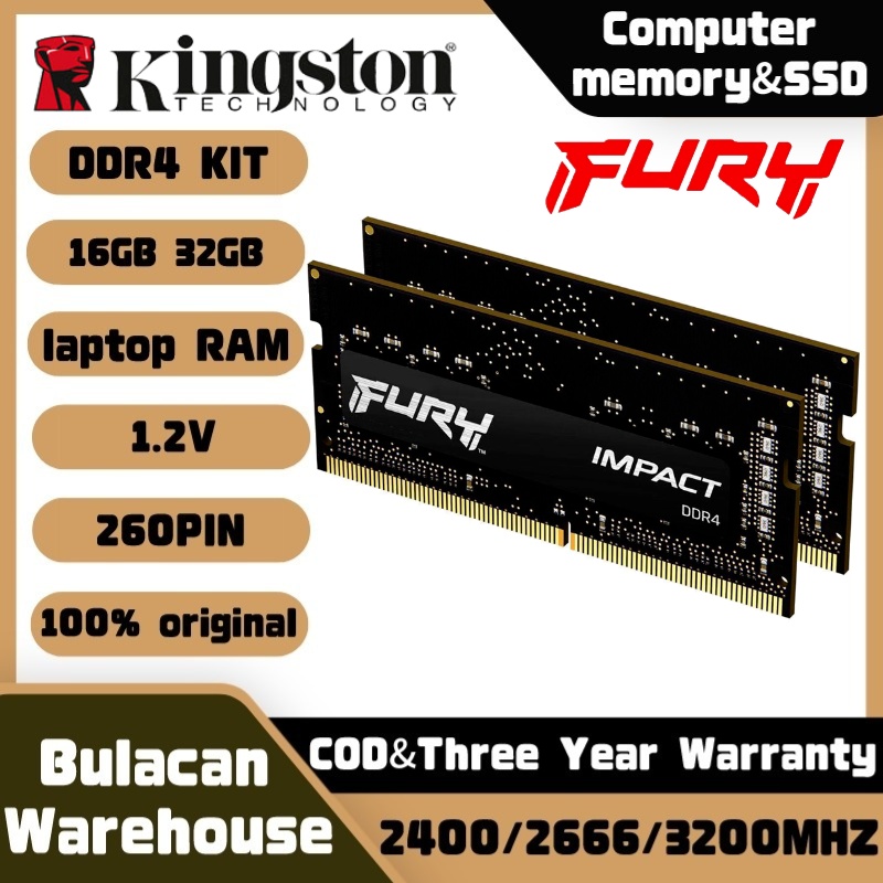 【3 year warranty】Kingston Fury Impact DDR4 RAM 16GB 32GB 2400 2666 3200MHz Laptop Memory 16G ...