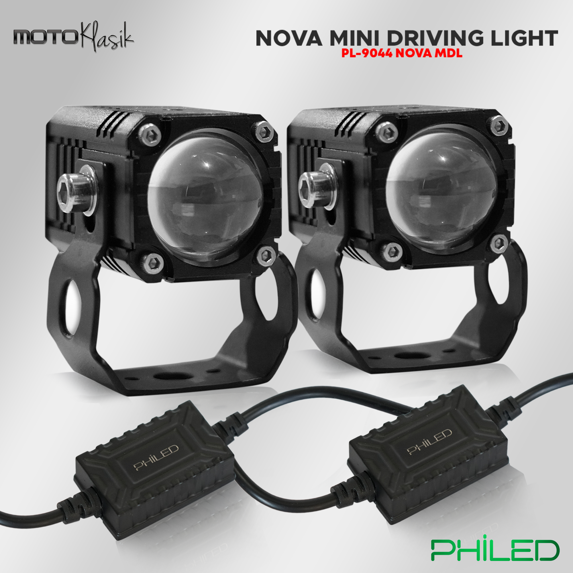 PHILED NOVA MINI DRIVING LIGHT TRI-COLOR HIGH AND LOW BEAM 4 WIRES W ...