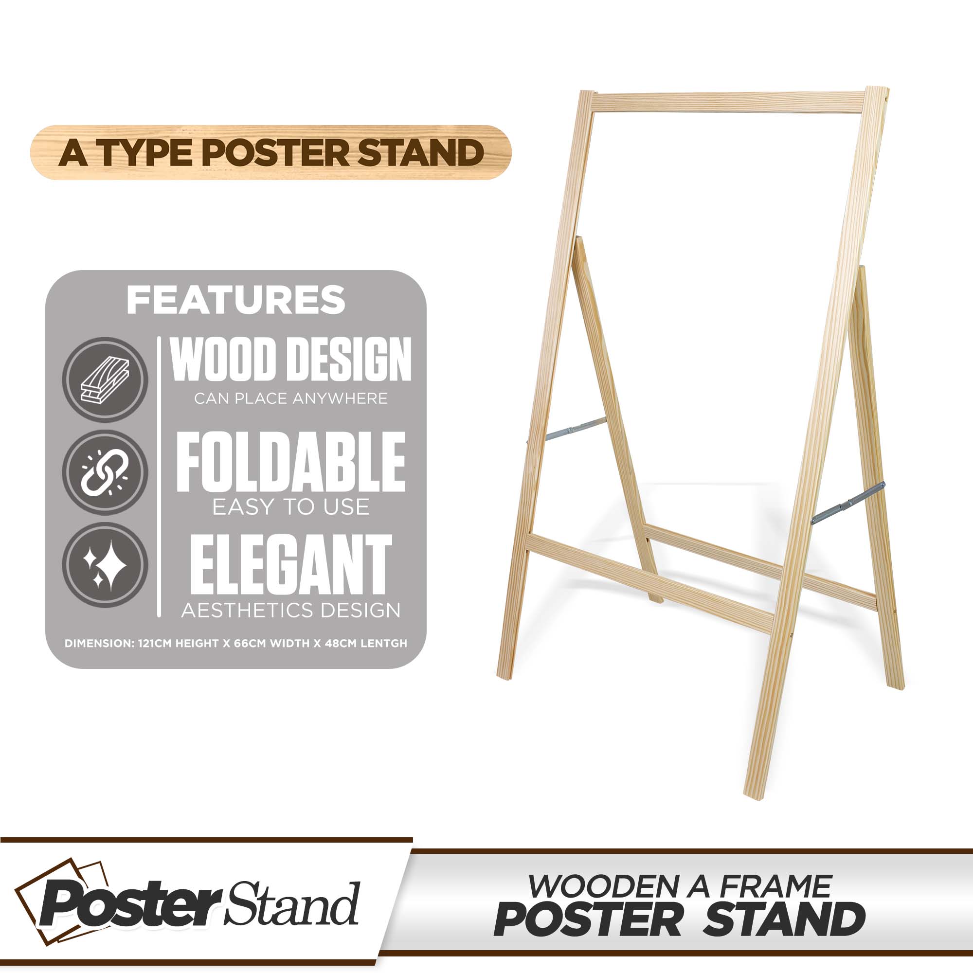 Wooden Poster Stand, A-Type Frame Poster Size 60cmW x 90cmH Menu Sign ...