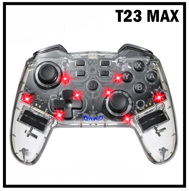 T23 Max Precise RGB Color Transparent Wireless Bluetooth Gamepad with Turbo, Macro and Mapping ...