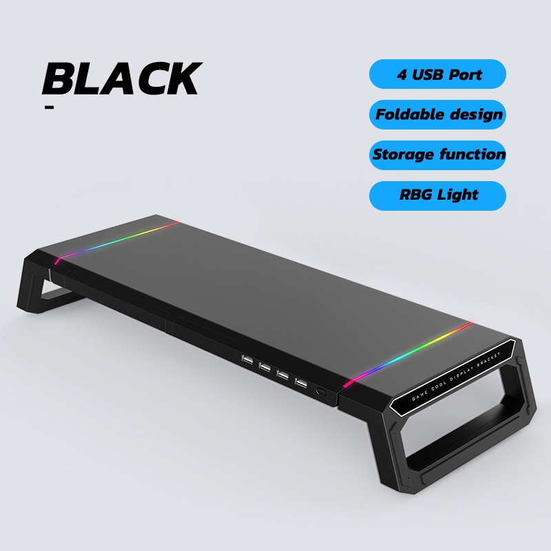 Monitor Stand Riser with 4 USB 2.0 Hub, RGB Lights Computer Monitor ...
