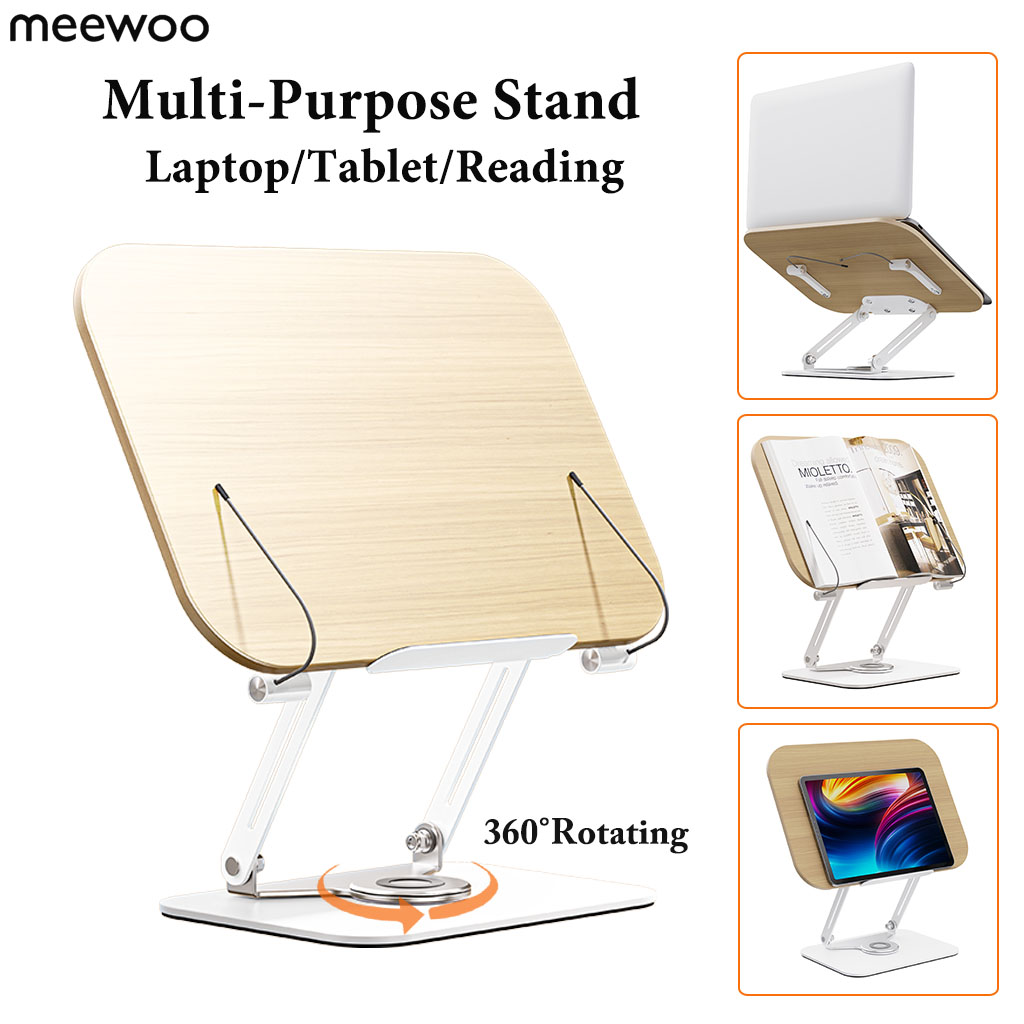 Meewoo Foldable Metal Book Holder Stand for Reading Adjustable 360 ...