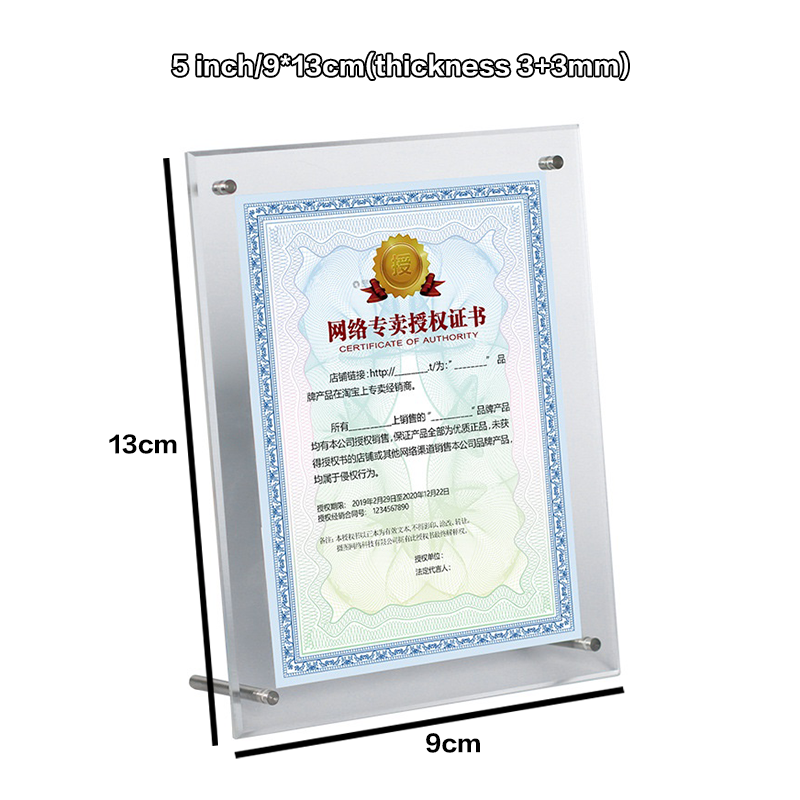 A4/5inch Acrylic Photo Frame Poster Display Stand Certificate Document ...