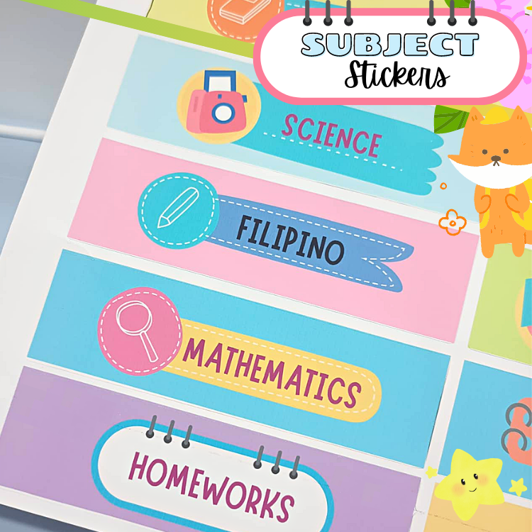 School Subject Sticker Label for notebooks students waterproof high ...