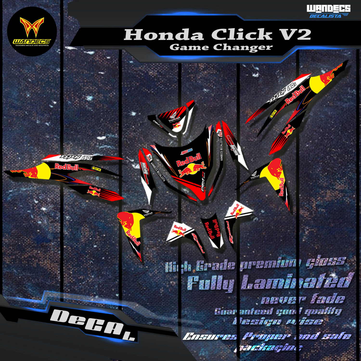 Honda Click Decals - 125/150i Version 2 Game Changer (Redbull Concept ...