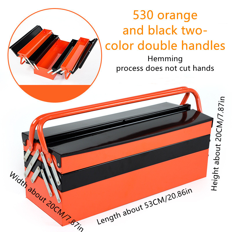 Three layer heavy steel tool box Large metal maximum storage tin tool ...