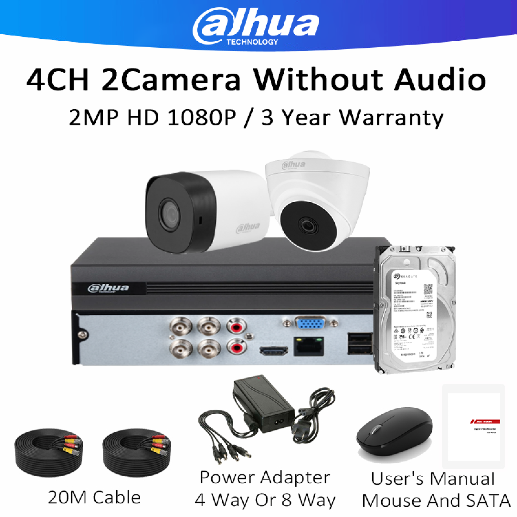 Dahua CCTV Camera Package Set 2MP HD Smart IR CCTV Set Package 4 Camera & 8 Camera CCTV Security ...