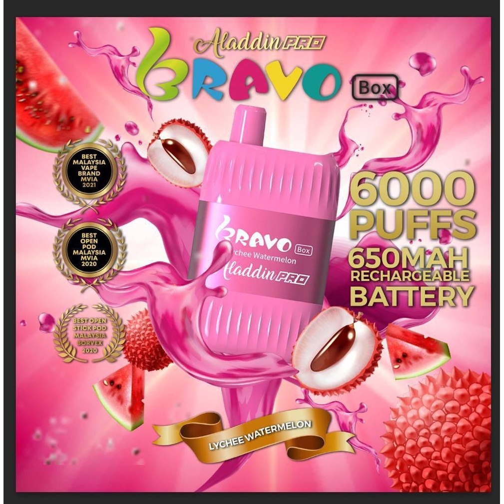 ready stock BEST New Aaladdin Pro Disposable aBRAVO 6000PUFF Pakai ...