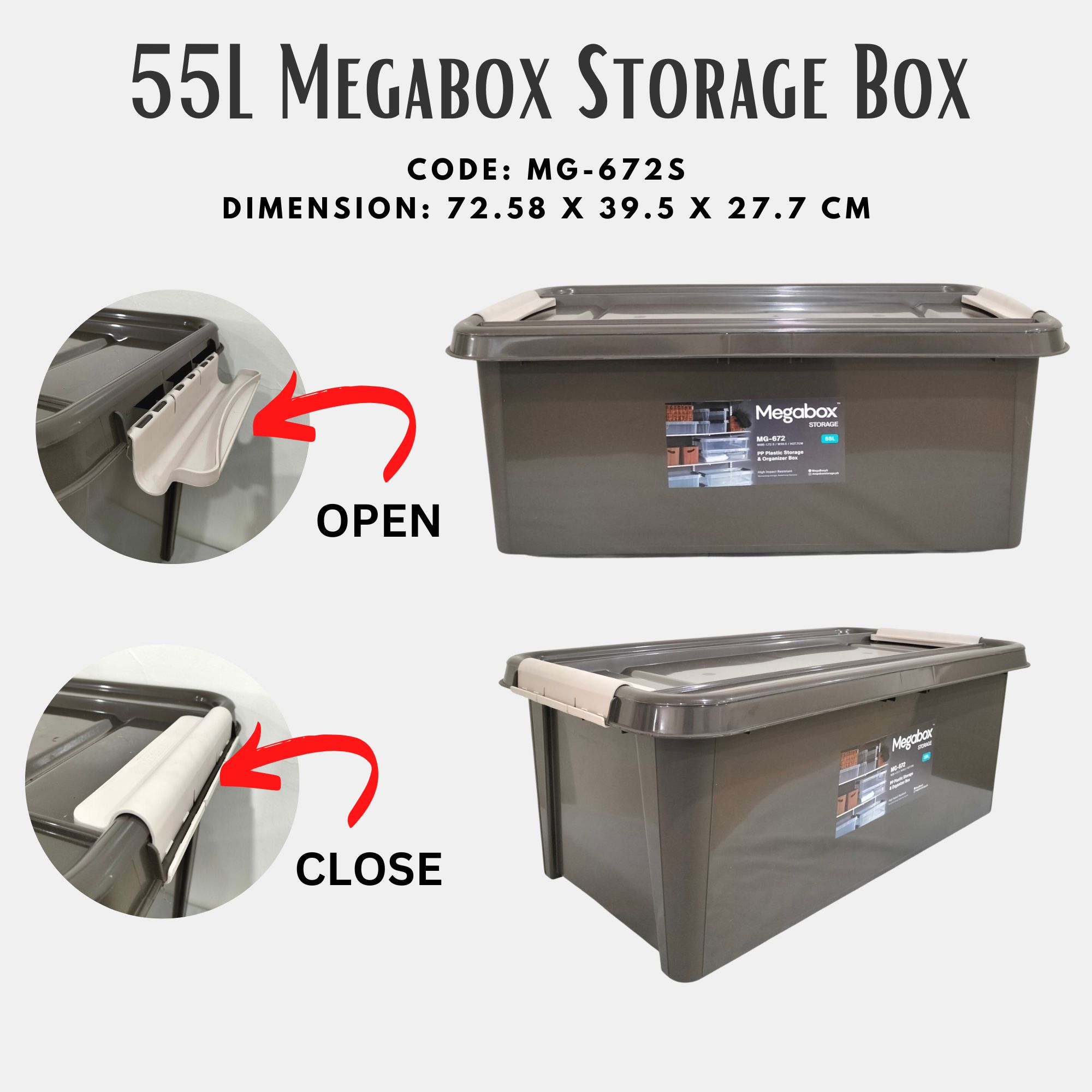 [NEW ARRIVAL] MG-672S 55L MEGABOX STORAGE BOX / MEGABOX / STORAGE BOX ...