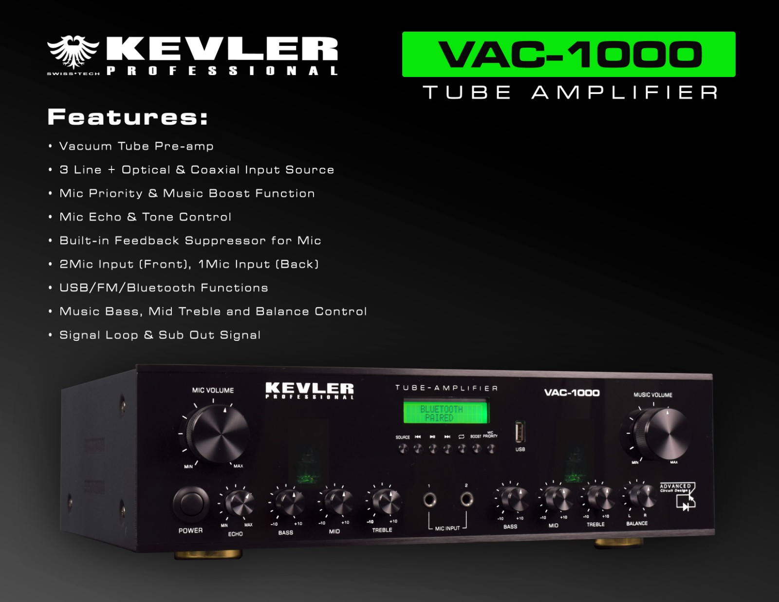 Kevler VAC-1000 TUBE AMPLIFIER W/ USB /FM /BLUETOOTH | Lazada PH