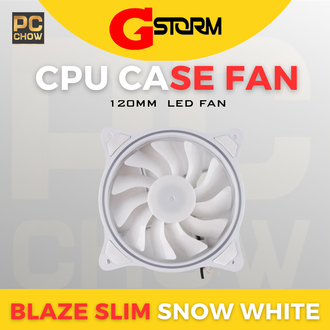 Gstorm BLAZE SLIM SNOW WHITE 120mm PC CPU Computer Case Cooling Fan ...