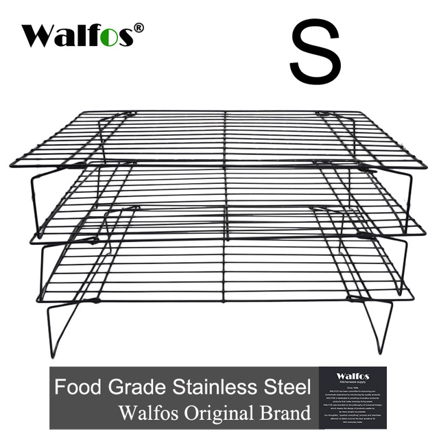 WALFOS 3 Layers Stackable Wire Grid Cooling Tray Cake Food Rack Oven Kitchen Baking Pizza Bread ...