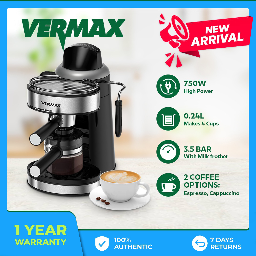 Vermax 2 in 1 Automatic Espresso Coffee Maker Machine with Milk Frother ...