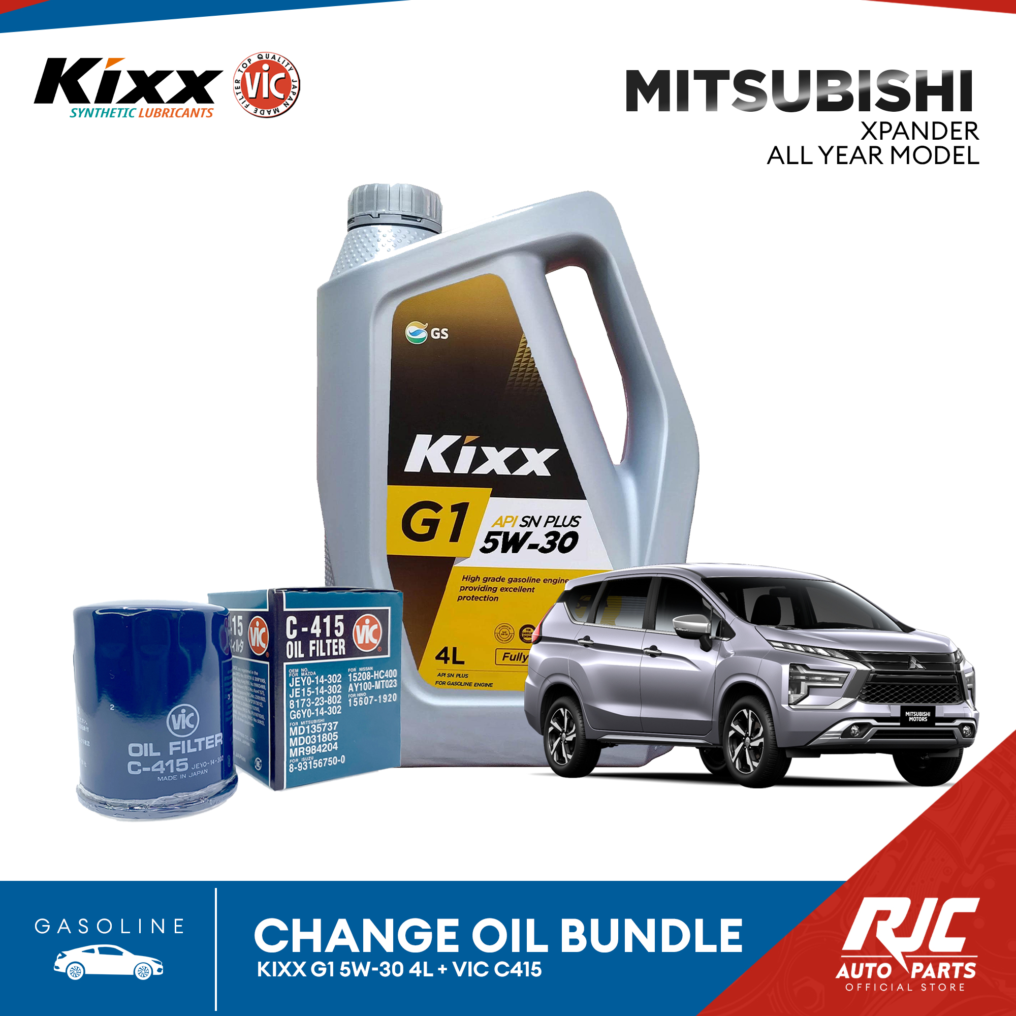 Kixx G1 Fully Synthetic 5w-30 Gasoline Change Oil Bundle Set Mitsubishi ...