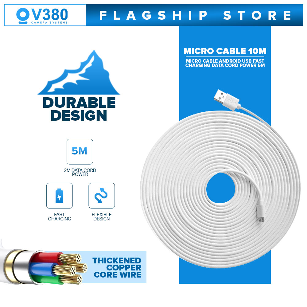 V380 Micro Cable Android USB Fast Charging Data Cord Power 3m/5m/10m ...