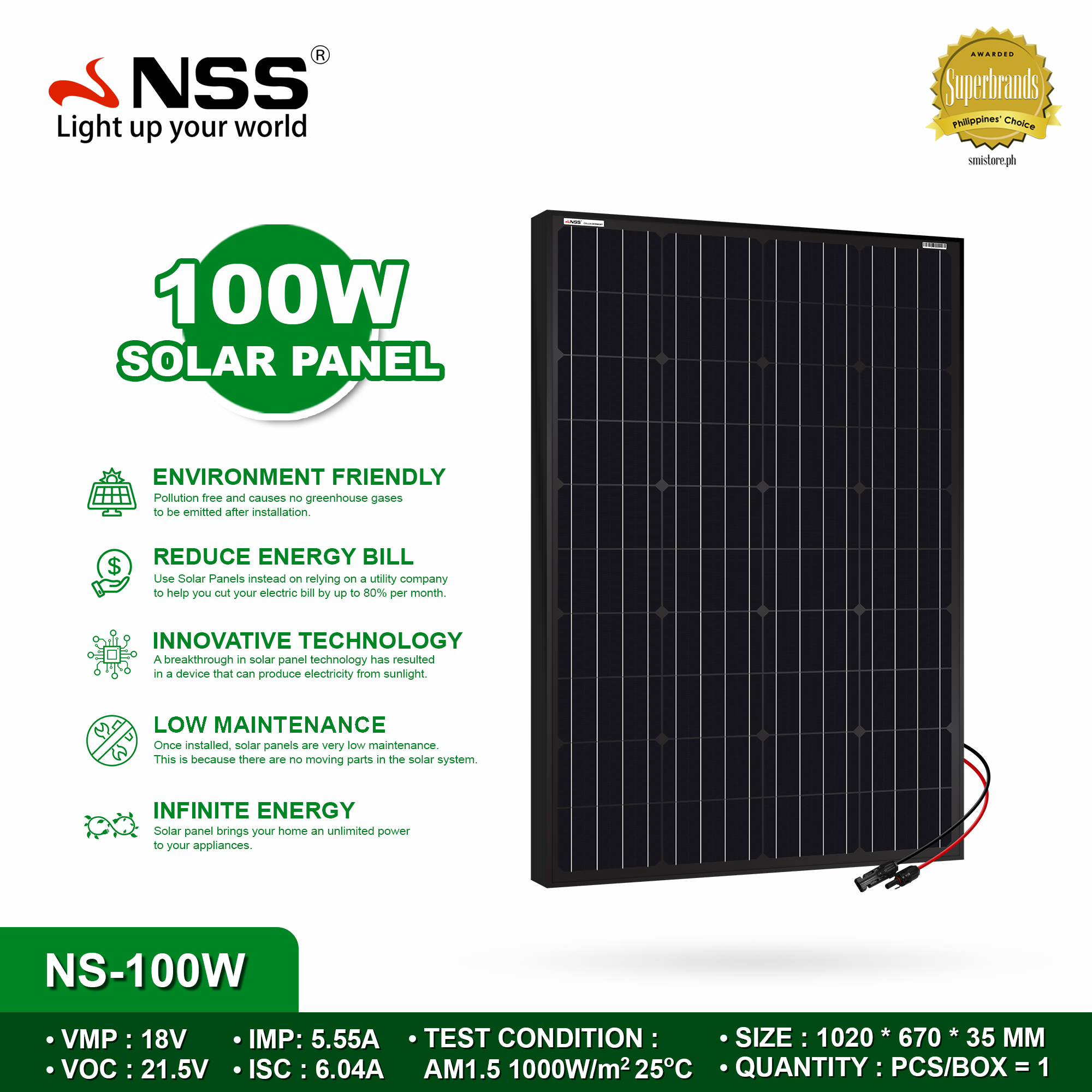 Nss solar panel for generator 20W 50W 100W solar panels heavy duty for ...