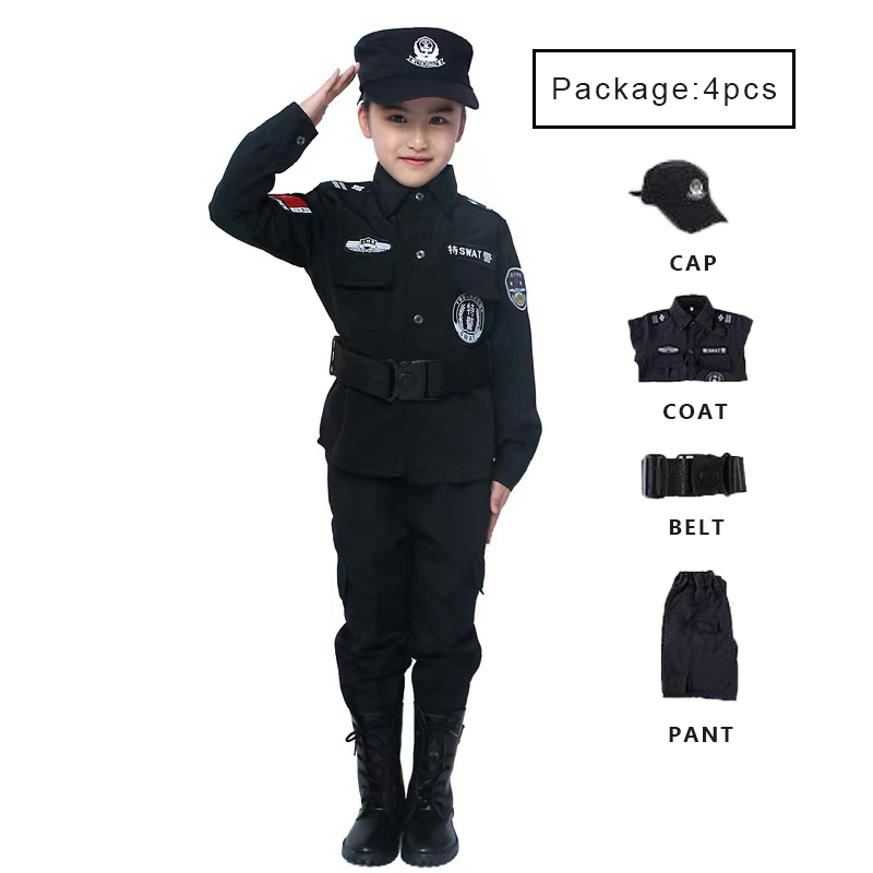 Liveme 6pcs/set Police Costume for kids, Long/Short Sleeves Police ...