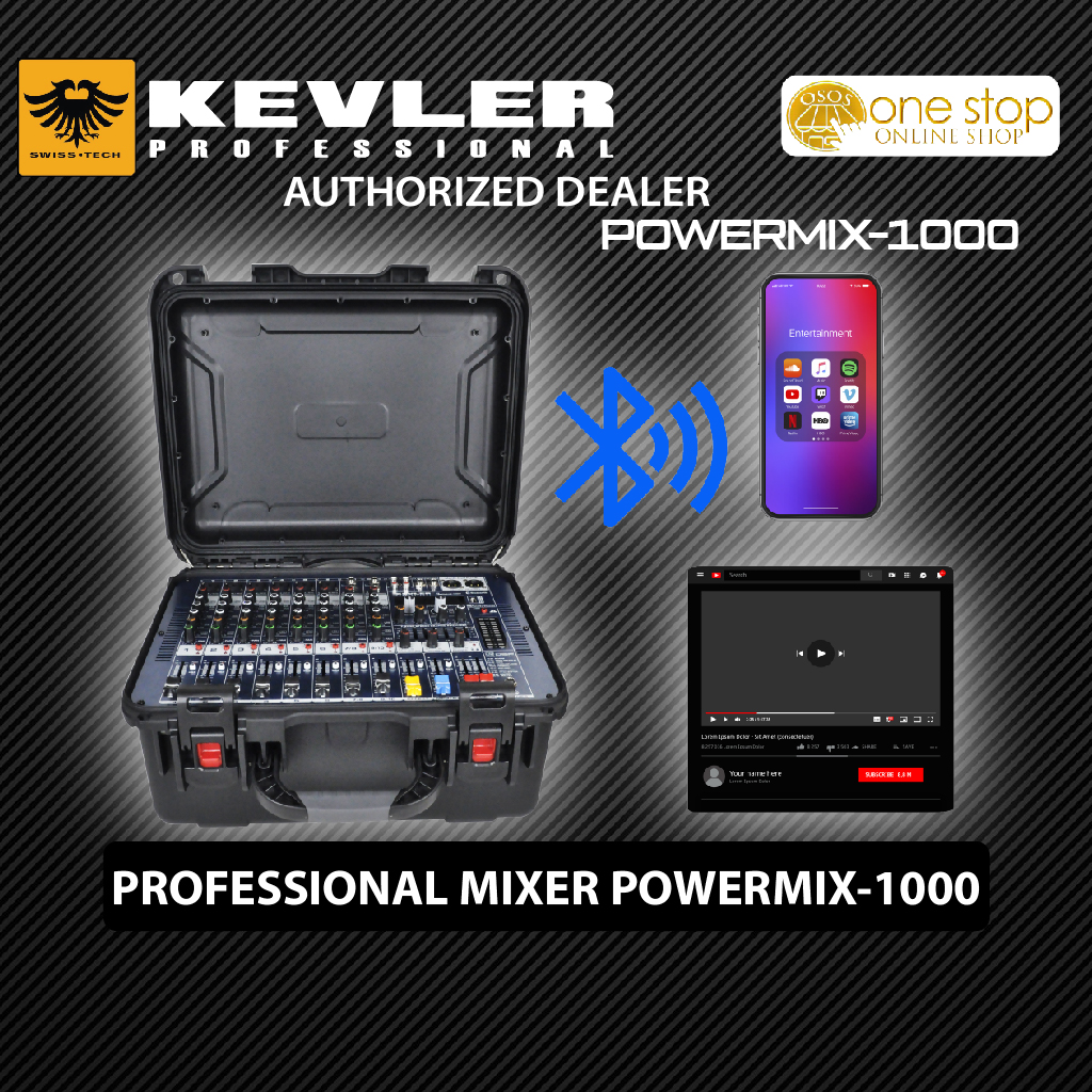 Kevler Professional Portable 10 Channel Mixer Audio Powered/Active ...
