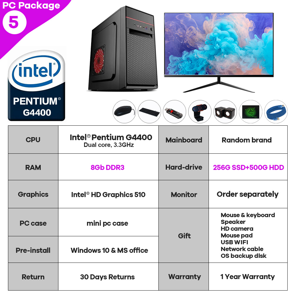 Zoro Desktop Office Computer Full Set Intel Pentium/Celeron G5400 3 ...