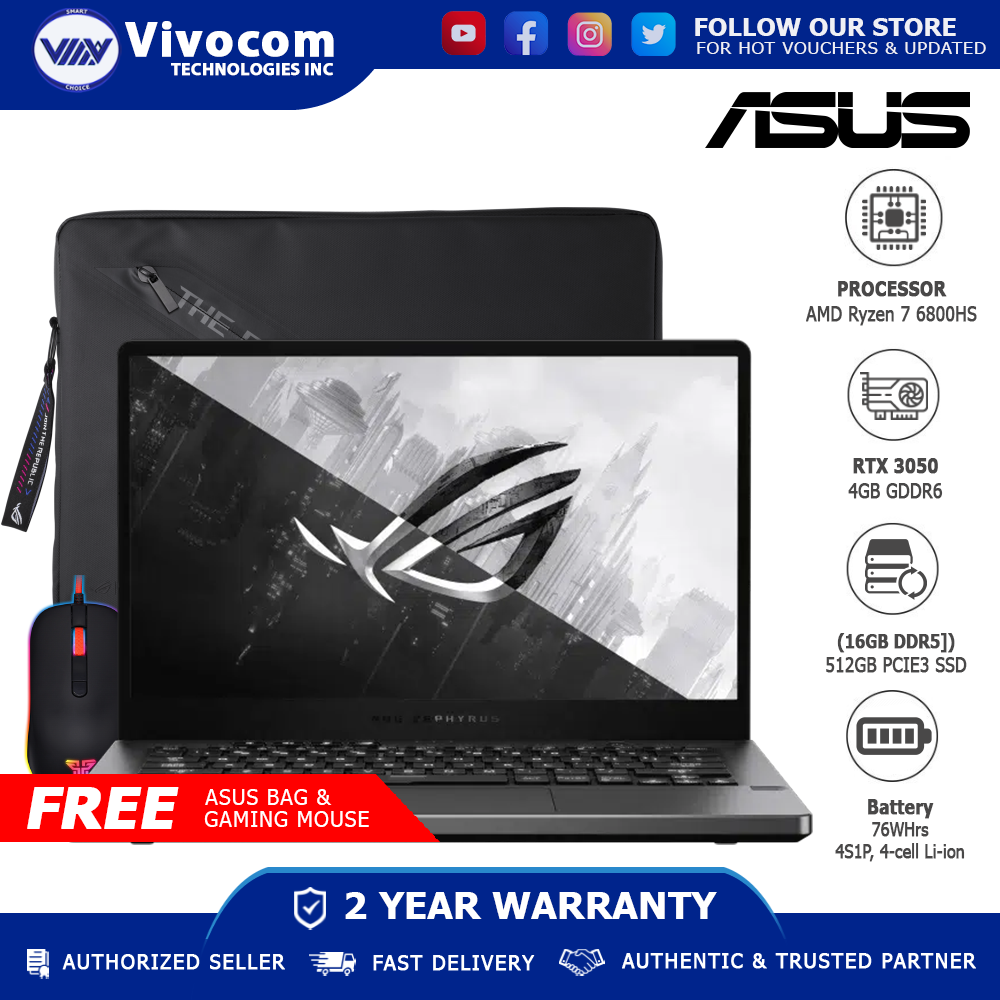 Asus ROG ZEPHYRUS G14 GA401QC-K2141W ECLIPSE GREY 14in WQHD IPS RYZEN 7 ...