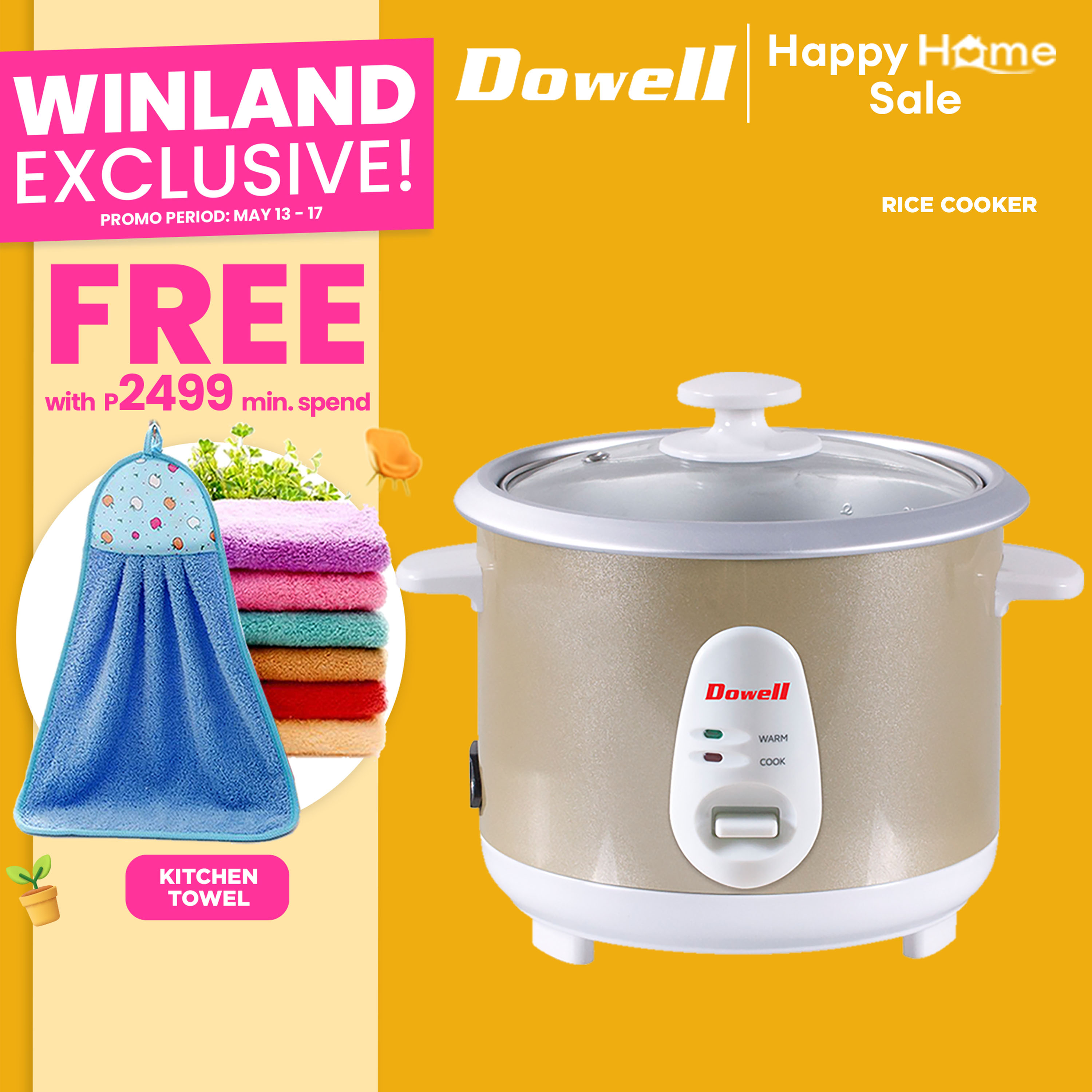 DOWELL by Winland 8 cups Rice Cooker with Aluminum Rice Bowl RC-80G ...