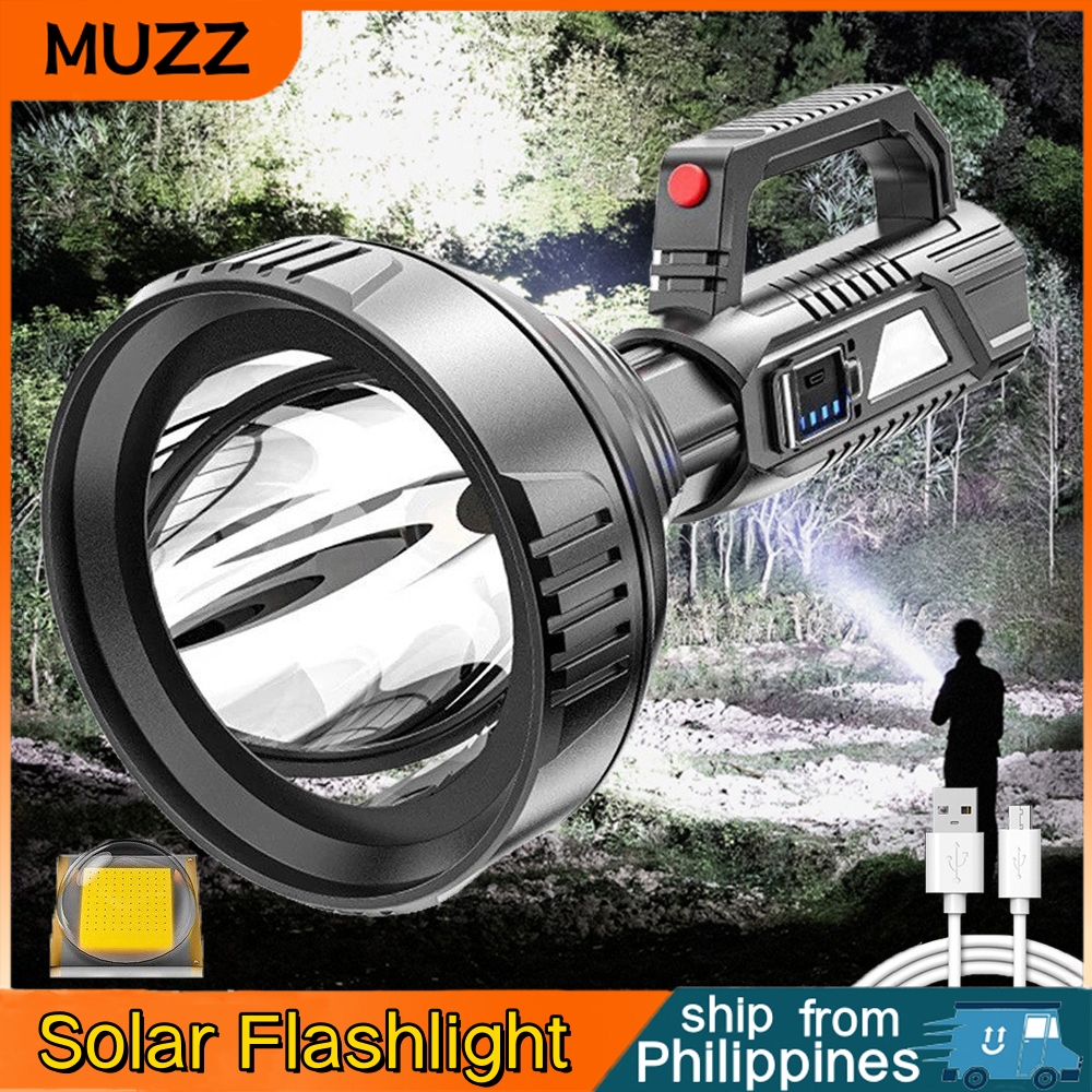 Solar Outdoor Flashlight Rechargeable Waterproof LED Search Light ...