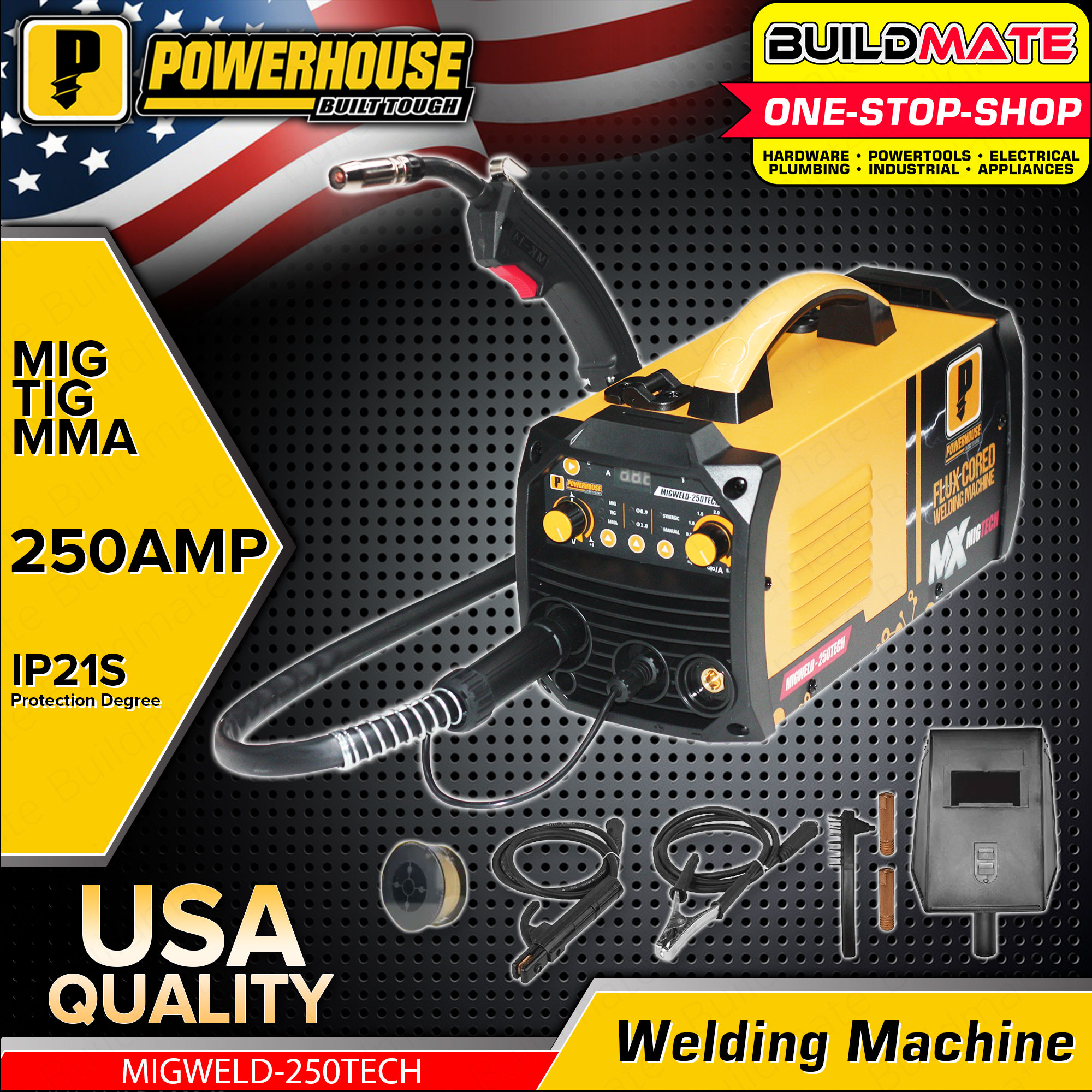 BUILDMATE POWERHOUSE USA Migweld Gasless with Auto Synergic Function ...
