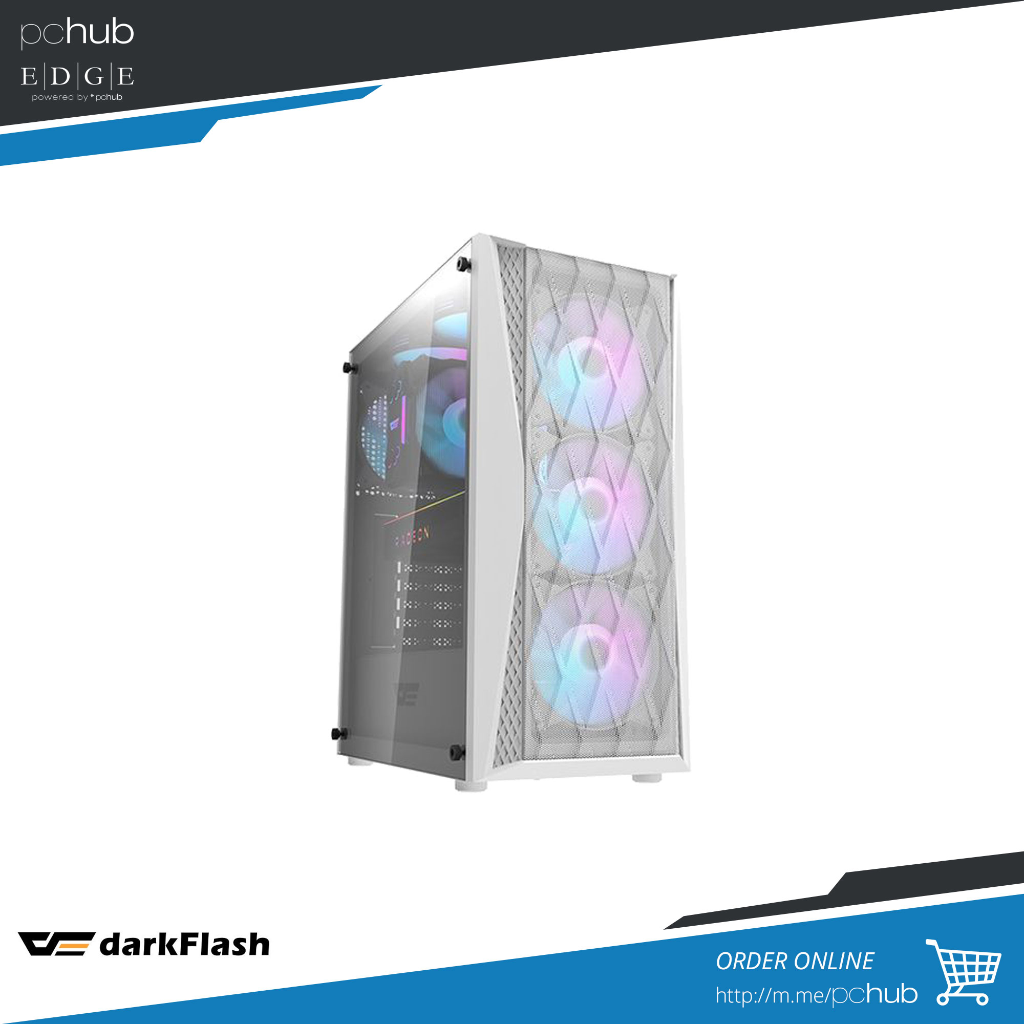 PChub | darkFlash DK352 Mesh TG, white, ATX, 4x120mm | Lazada PH