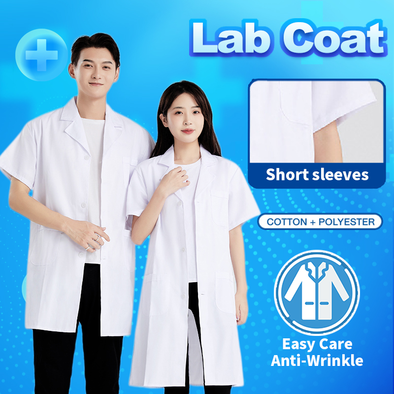 Unisex Lab Gown For Laboratory Short Sleeve Doctors Coat Lab Gown For ...