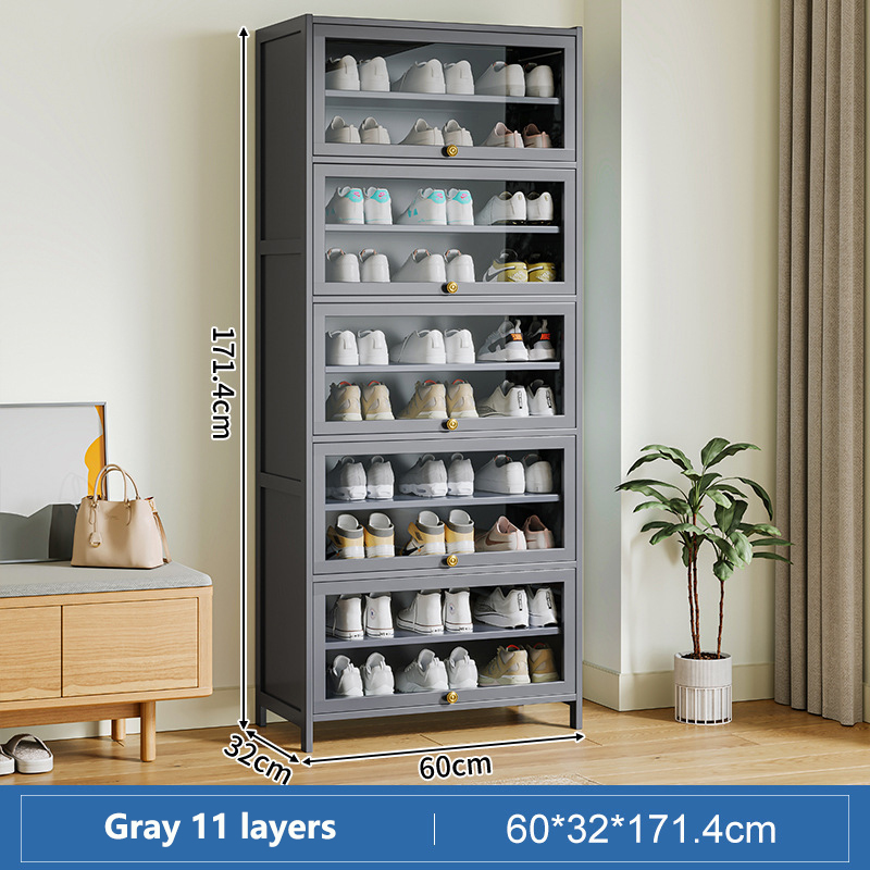 9/8/7 Layer Shoe Cabinet Acrylic Glass Cabinet Wood Shoe Rack ...