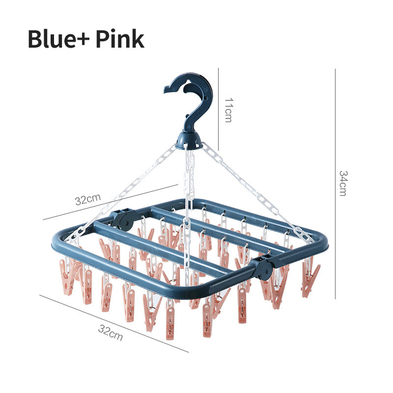 32-clip Drying Rack Multi-functional Cloth Hanger Windproof Air-dry ...