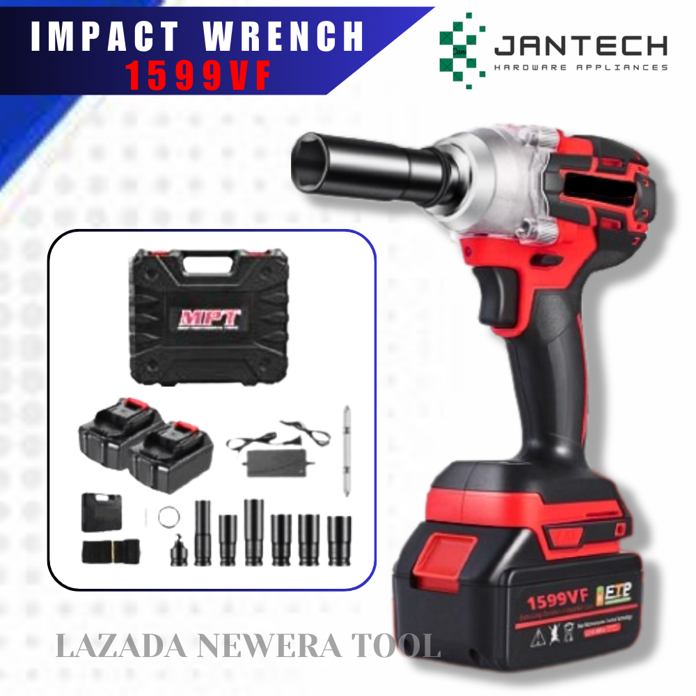 (JANTECH) 1599VF Impact Wrench 880N.m 6 Size Cordless Electric Impact Wrench Screwdriver Drill ...