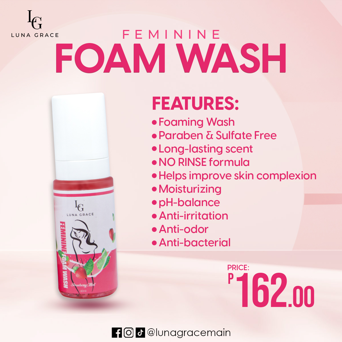 Luna Grace Intimacy Kit Feminine Foam Wash and Feminine Mist Strawberry ...